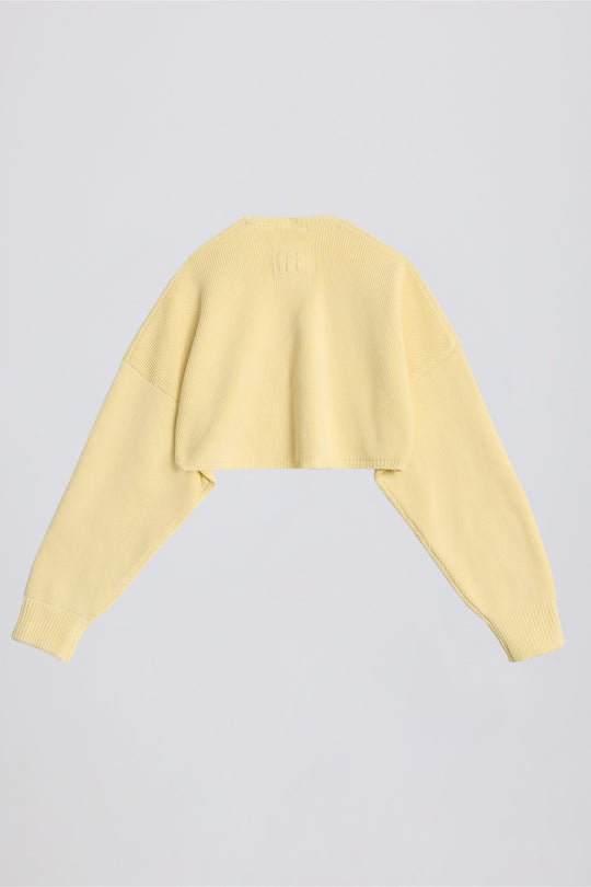 Ribbed-Knit Cropped Shrug in Lemon | Oh Polly