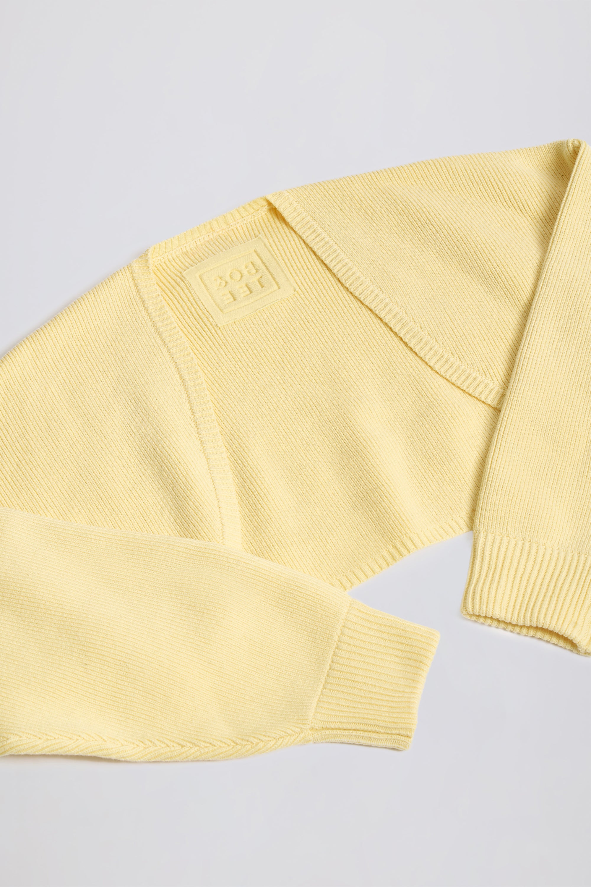 Ribbed-Knit Cropped Shrug in Lemon | Oh Polly