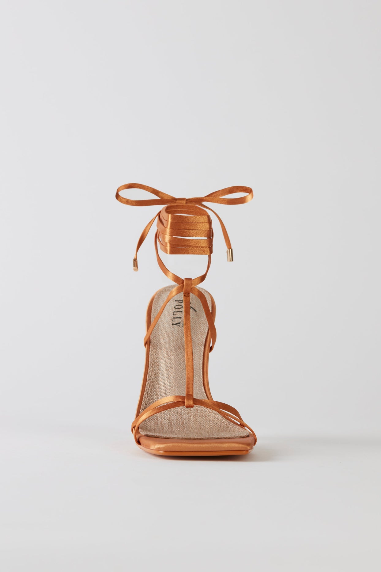 Stroke Of Luck Satin Lace Up Heels in Copper | Oh Polly